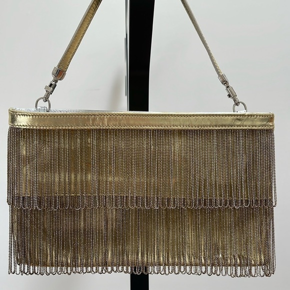 nanni | Bags | Gold Silver Leather And Metal Fringe Bag | Poshmark